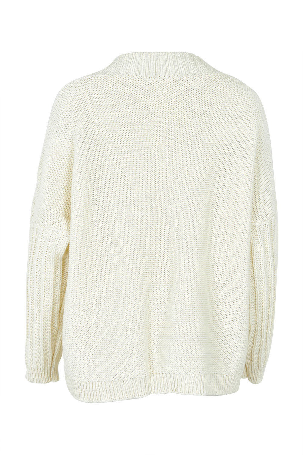 boho bird Women's Cosy In Cable Cotton V Neck Jumper in Cream Neutrals ...