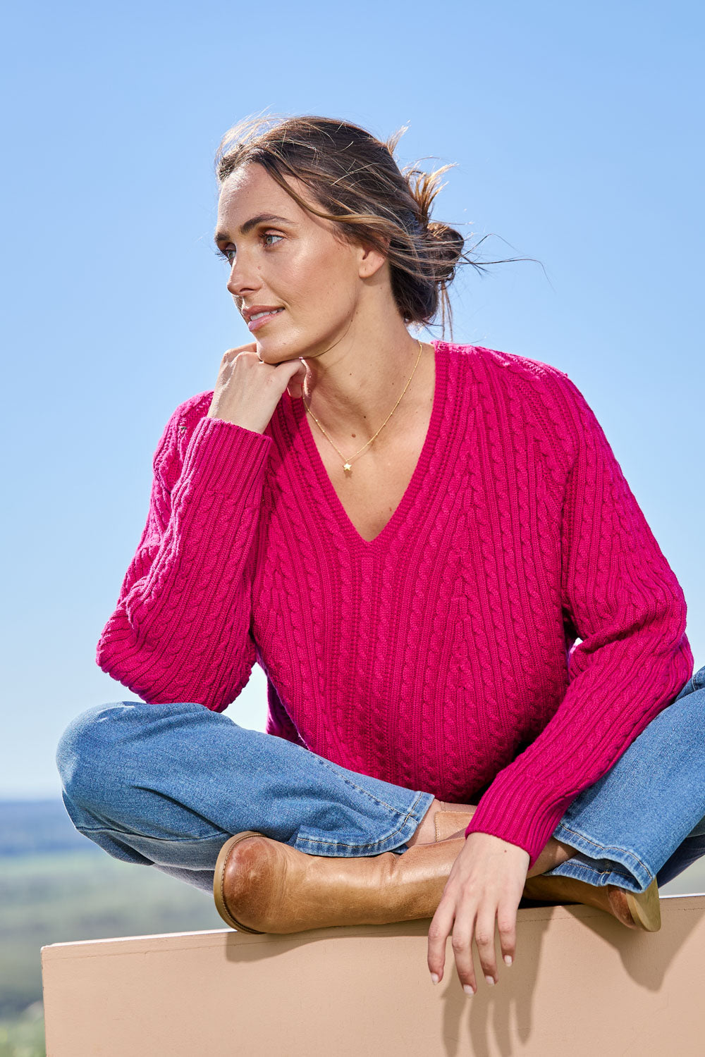 Ready And Cable Seamless Jumper – Wildberry – birdsnest