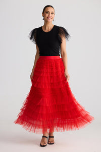 Brave & True Women's Long Skirts Red Party Women's Fashion – birdsnest