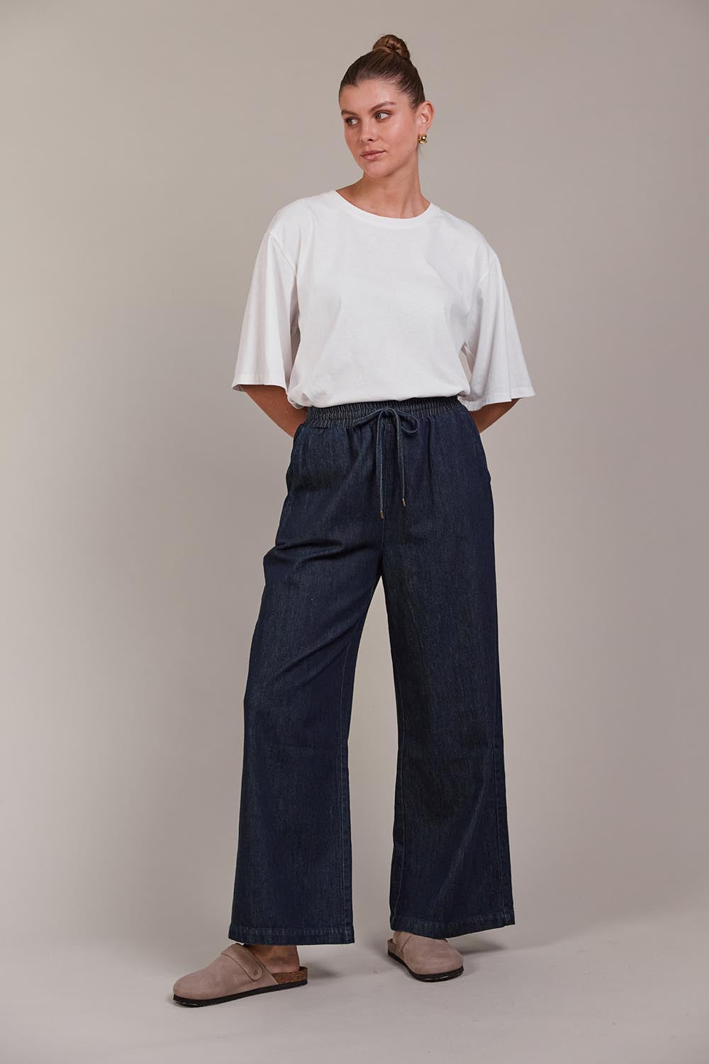 Eb & Ive Women's Wide Leg Denim Pant in Oxford Blue – birdsnest