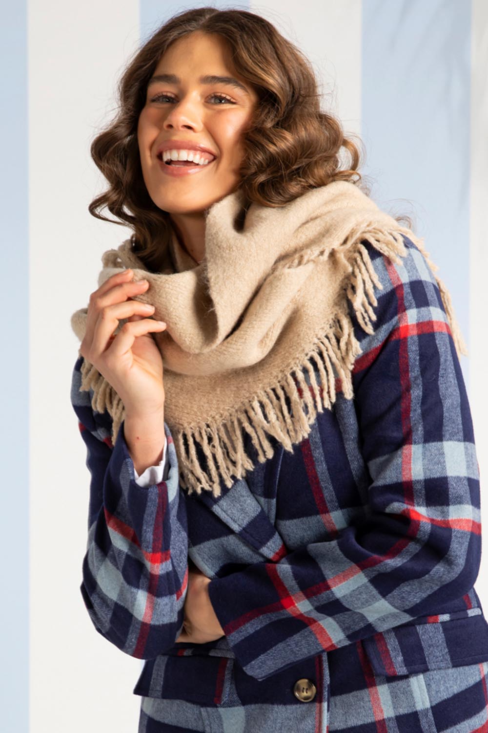 Fringed Triangle Scarf | Oatmeal | ELM-81A1451 | Elm | Birdsnest ...