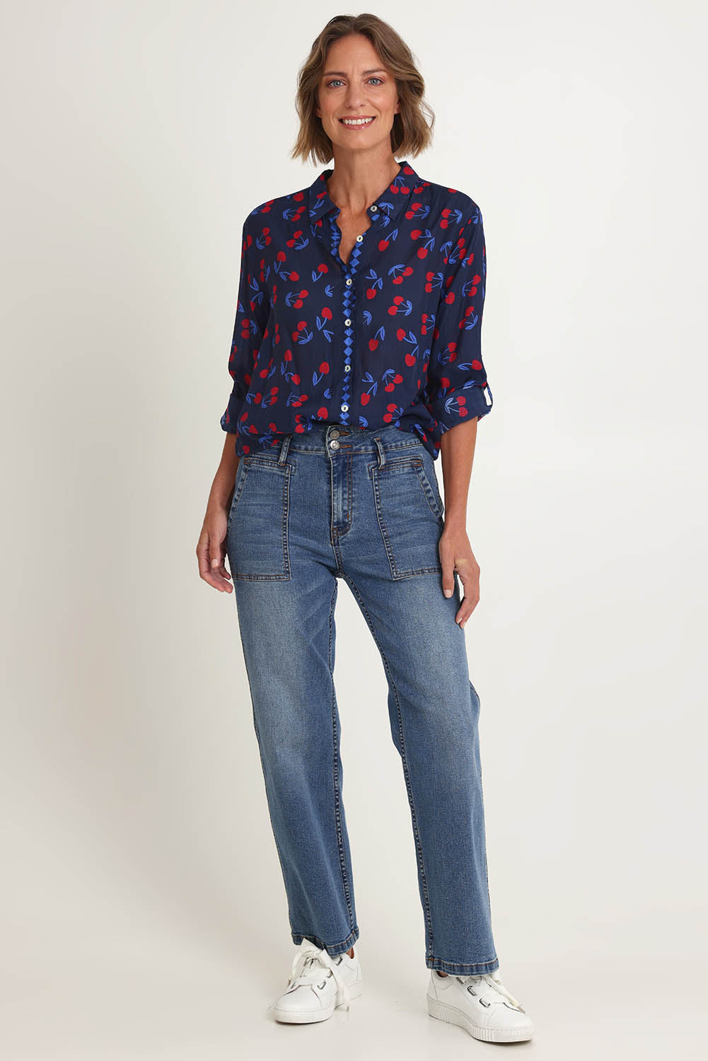 Gordon Smith Women's Cherry Delight Shirt in Navy Red – birdsnest