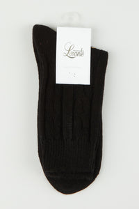 Levante Women's Nina Cable Crew Sock in Nero Black – birdsnest