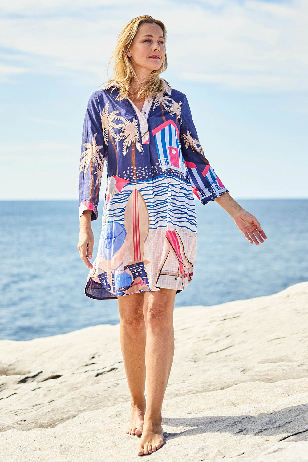 Lula Life Women's Seraphina Cotton Shirtmaker Dress in Navy – birdsnest