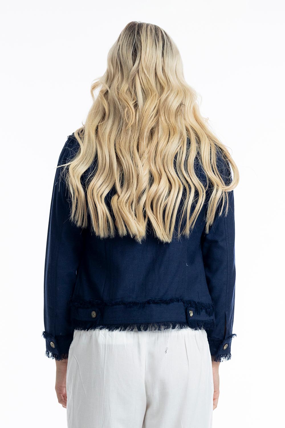 Orientique Women's Jackets Blue Linen Women's Fashion – birdsnest