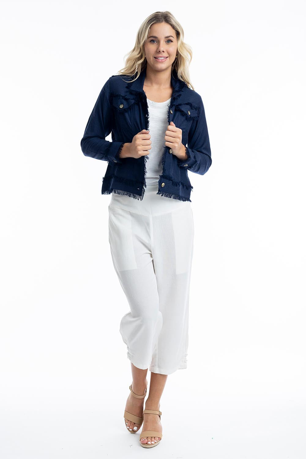 Orientique Women's Jackets Blue Linen Women's Fashion – birdsnest