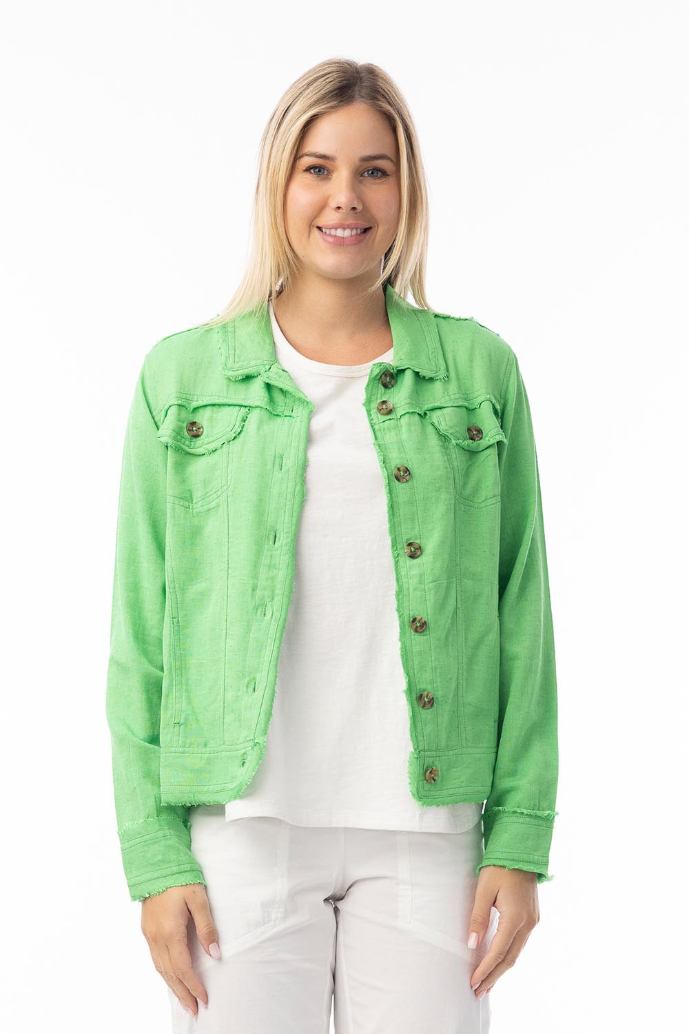 Orientique Women's Jackets Green Linen Women's Fashion – birdsnest